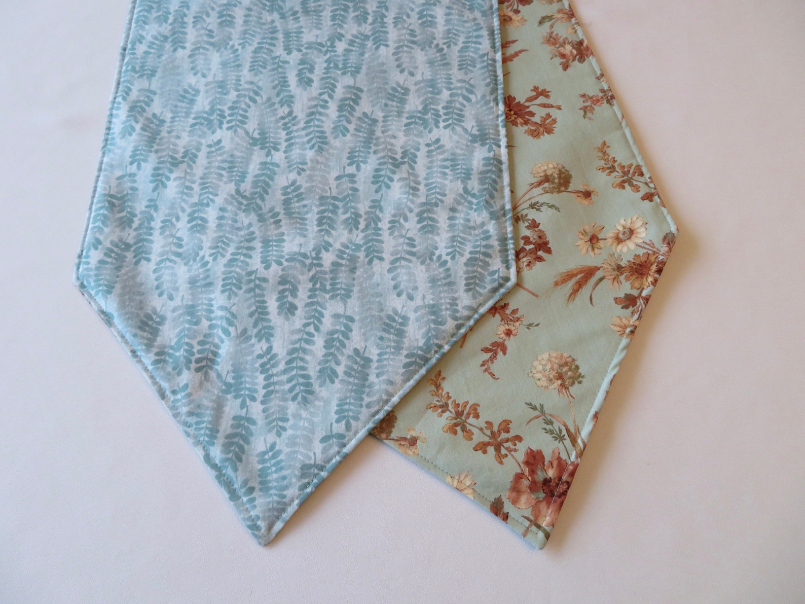 54 72 Aqua Floral Spring Table Runner Reversible - Etsy