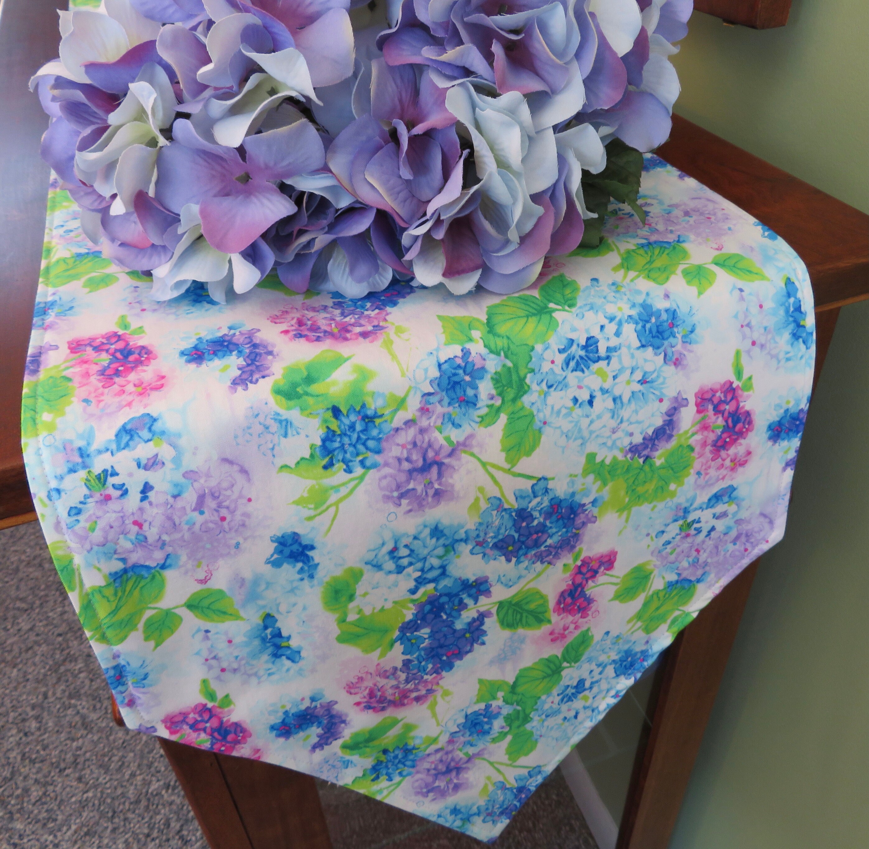 72 Blue Purple Hydrangea Table Runner Reversible - Etsy UK