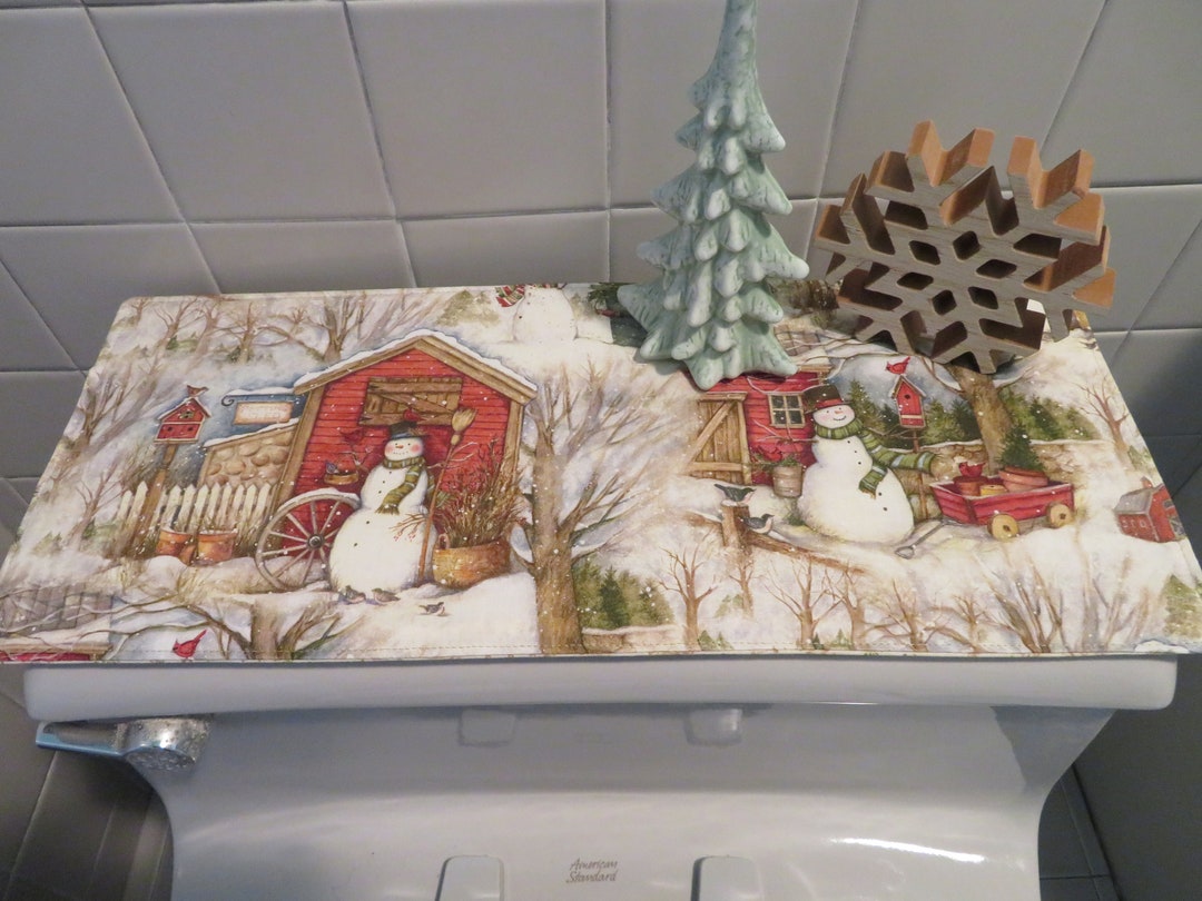 Reversible Snowman Toilet Tank Runner: Winter Farmhouse Bathroom Decor ...