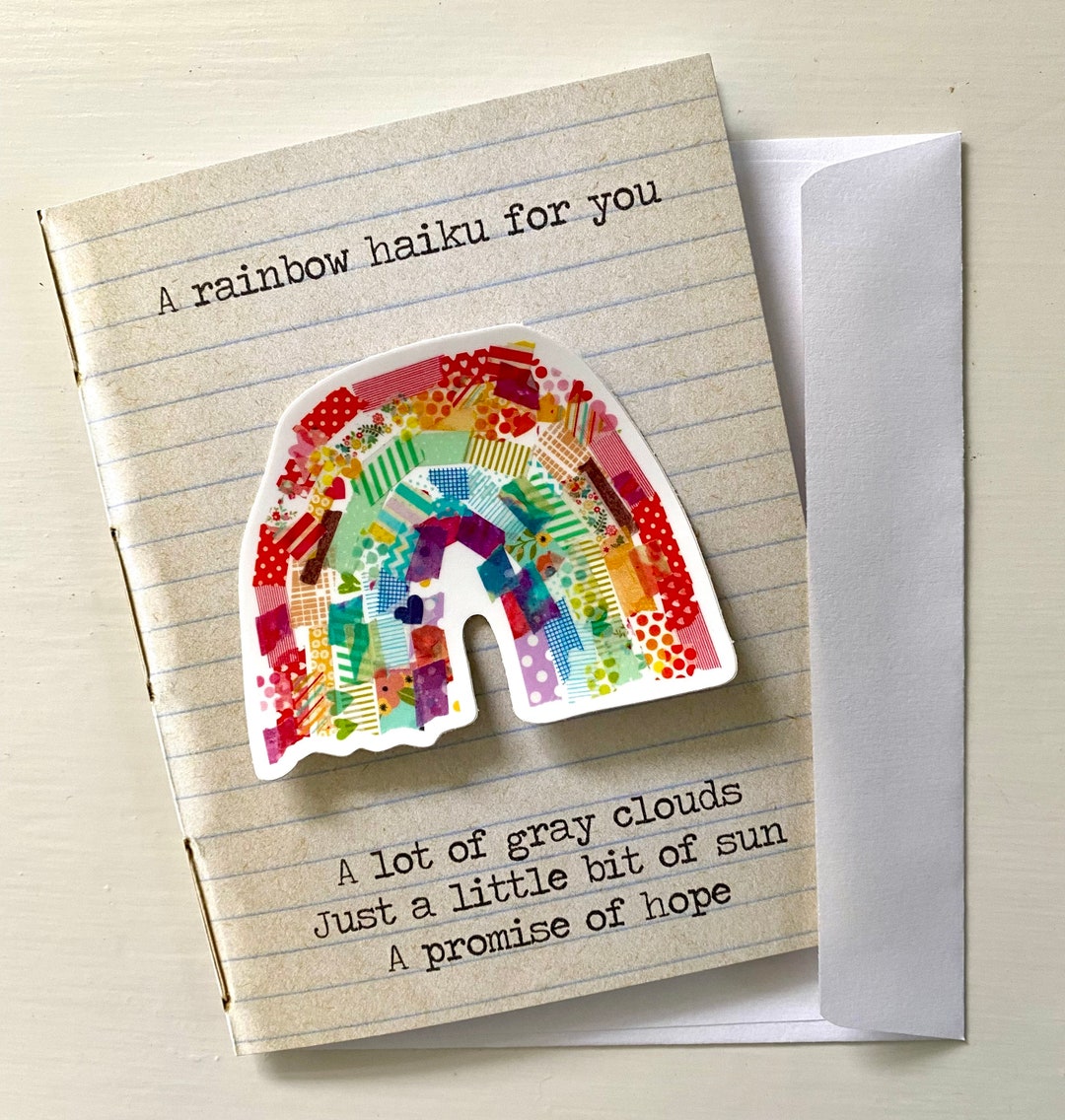 Rainbow Haiku Sticker Card - Etsy