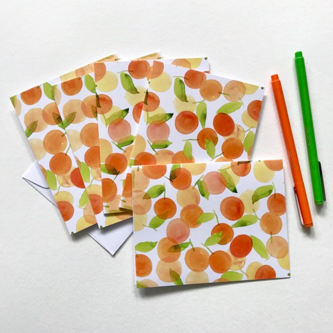 Watercolor Peaches Card Set (set of 5) - Etsy
