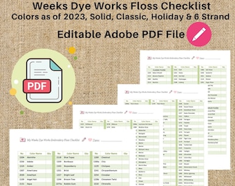 PDF INSTANT DOWNLOAD Weeks Dye Works Floss Checklist Floss - Etsy