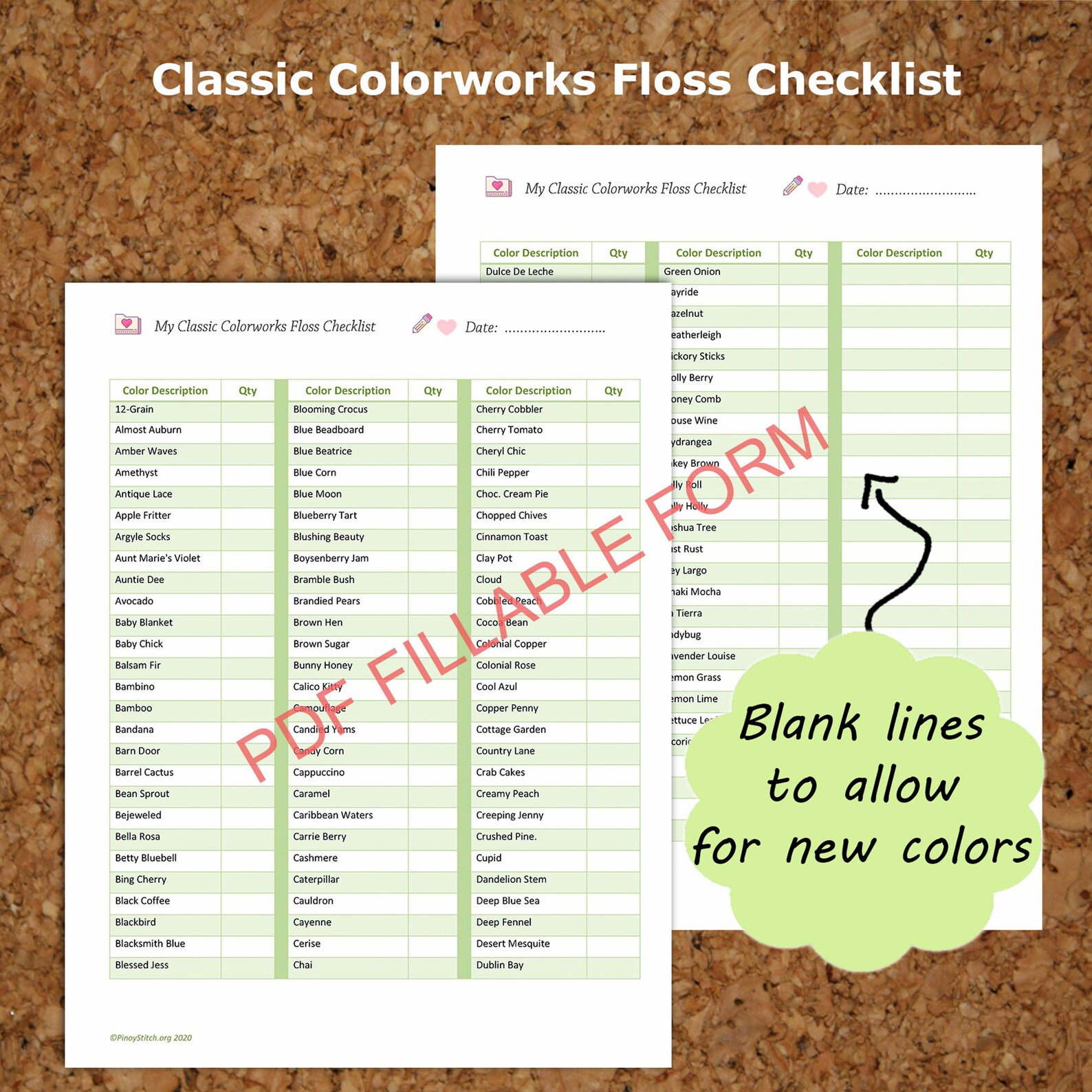 Editable Classic Colorworks Embroidery Floss Checklist 255 | Etsy