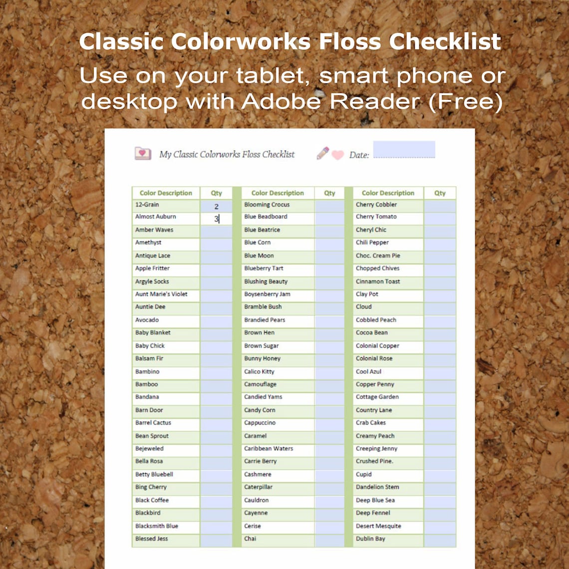 Editable Classic Colorworks Embroidery Floss Checklist 255 - Etsy