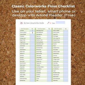 Editable Classic Colorworks Embroidery Floss Checklist 255 | Etsy