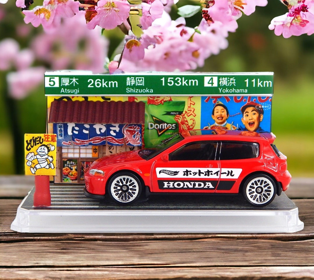 1/64 Diecast Car Diorama Japanese Honda Civic Mini Diorama Japan Street ...