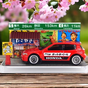 1/64 Diecast Car Diorama Japanese Honda Civic Mini Diorama Japan Street ...