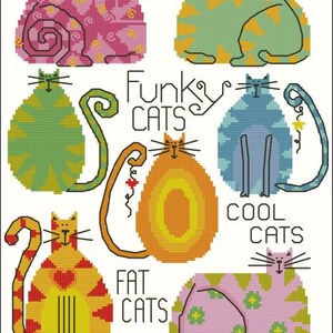 Funky Fat Cats Cross Stitch Pattern PDF Chart Instant Download - Etsy