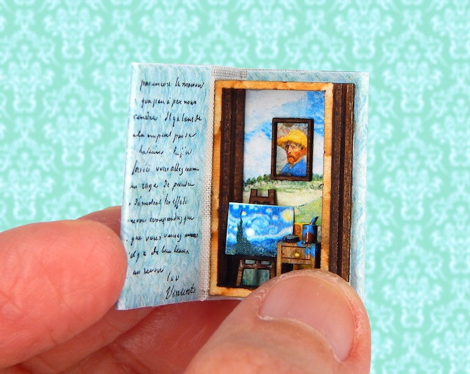 1/144th Scale Dollhouse Miniature Van Gogh Artist Tiny Book Diorama so ...