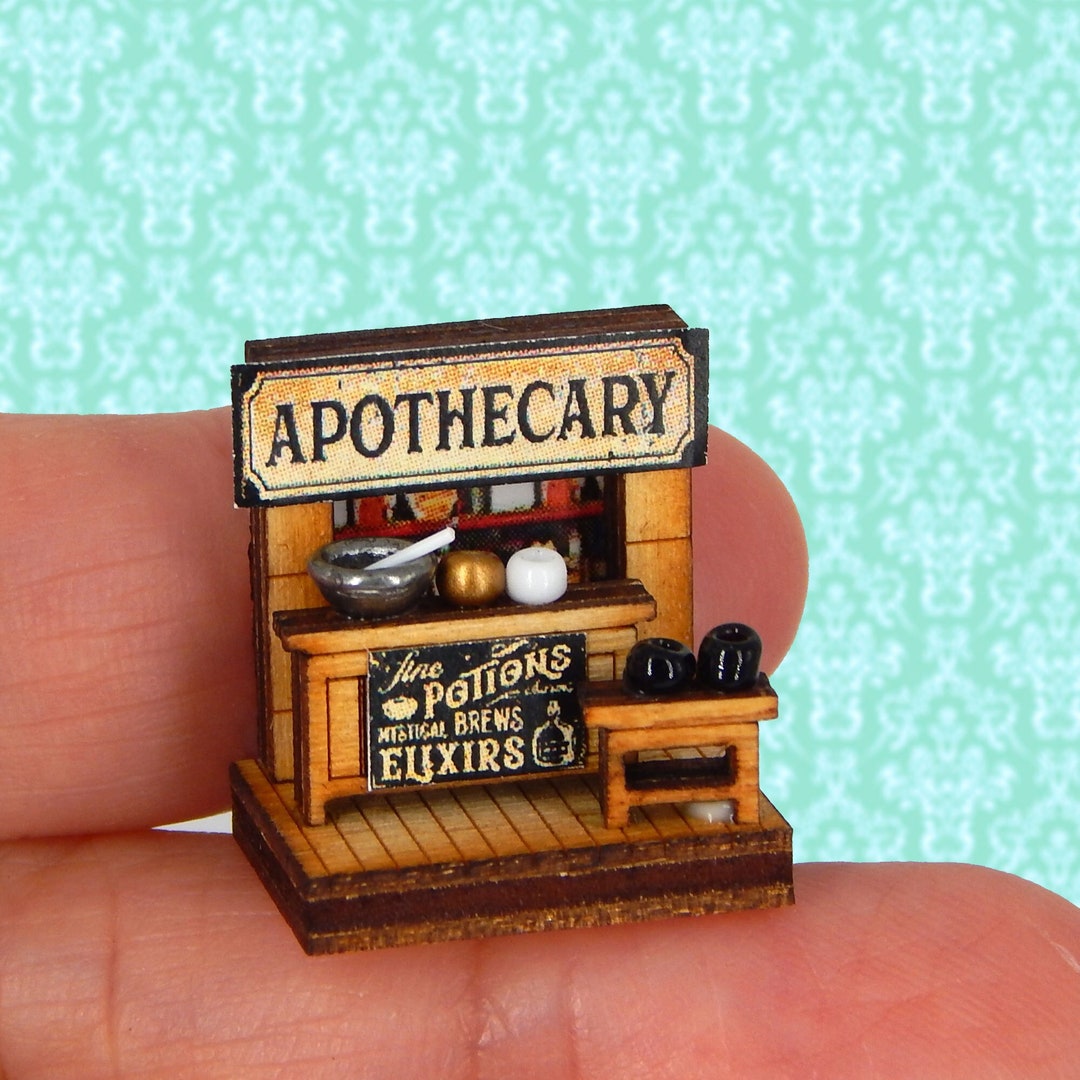 1/144 Scale Dollhouse Miniature Micro Diorama Scene Apothecary Fully ...