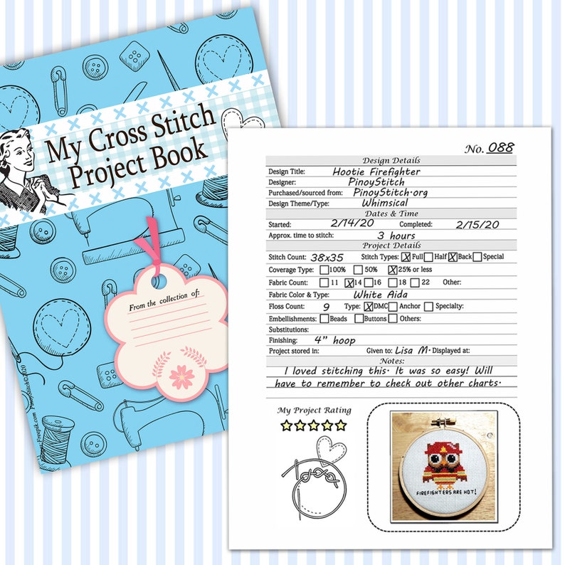 Cross Stitch Project Book Journal Stitching Embroidery Detail Sheet ...