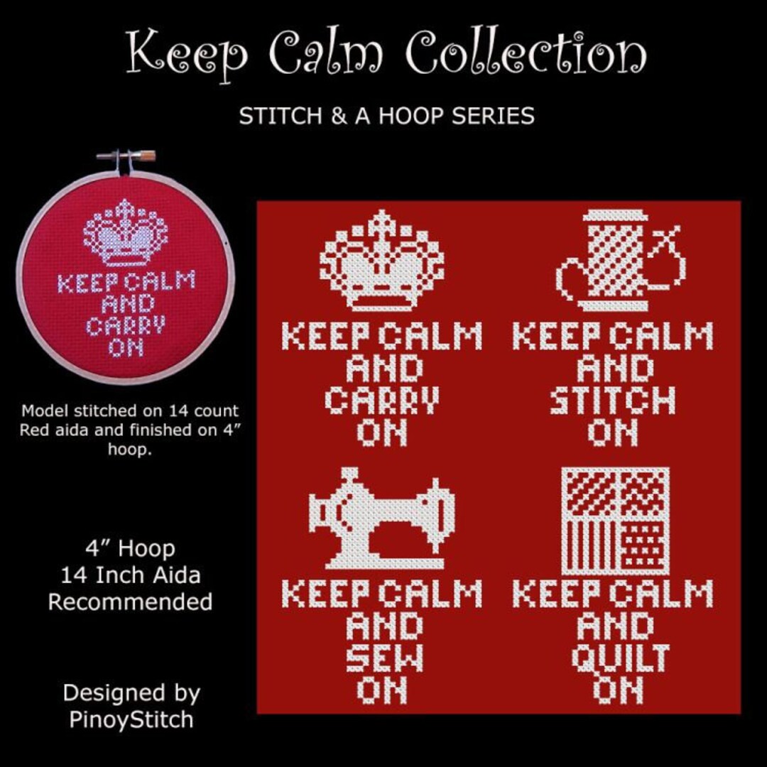 Stitch and a Hoop Keep Calm Collection Cross Stitch PDF - Etsy