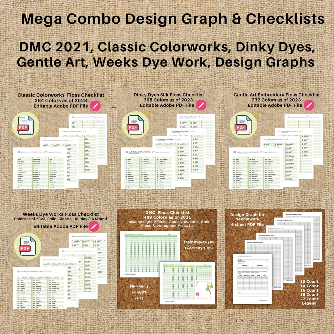 Editable DMC Checklist Grid Design Gentle Art Checklist Weeks Dye ...