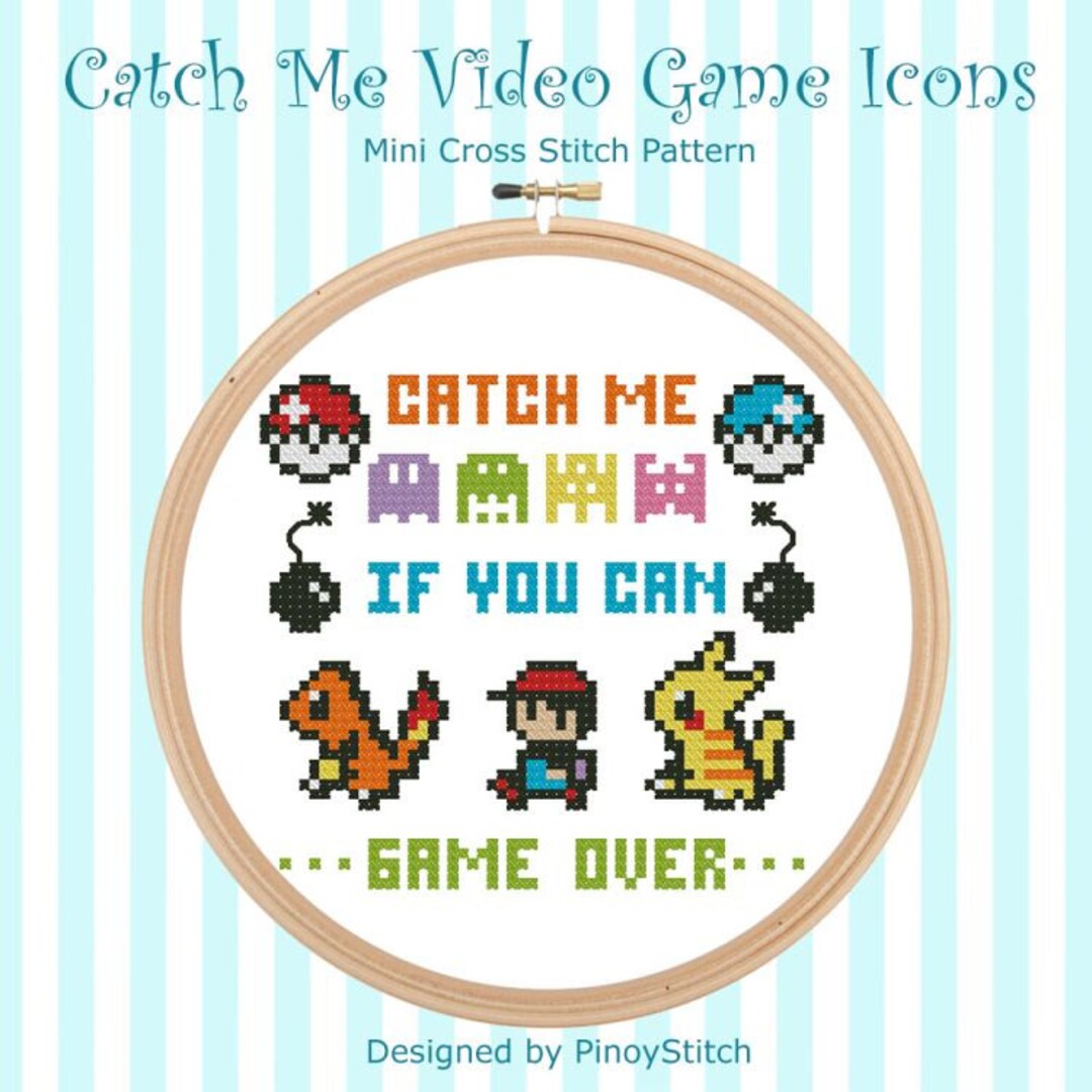Catch Me Video Game Icons Mini Cross Stitch Sampler PDF Cross Stitch ...