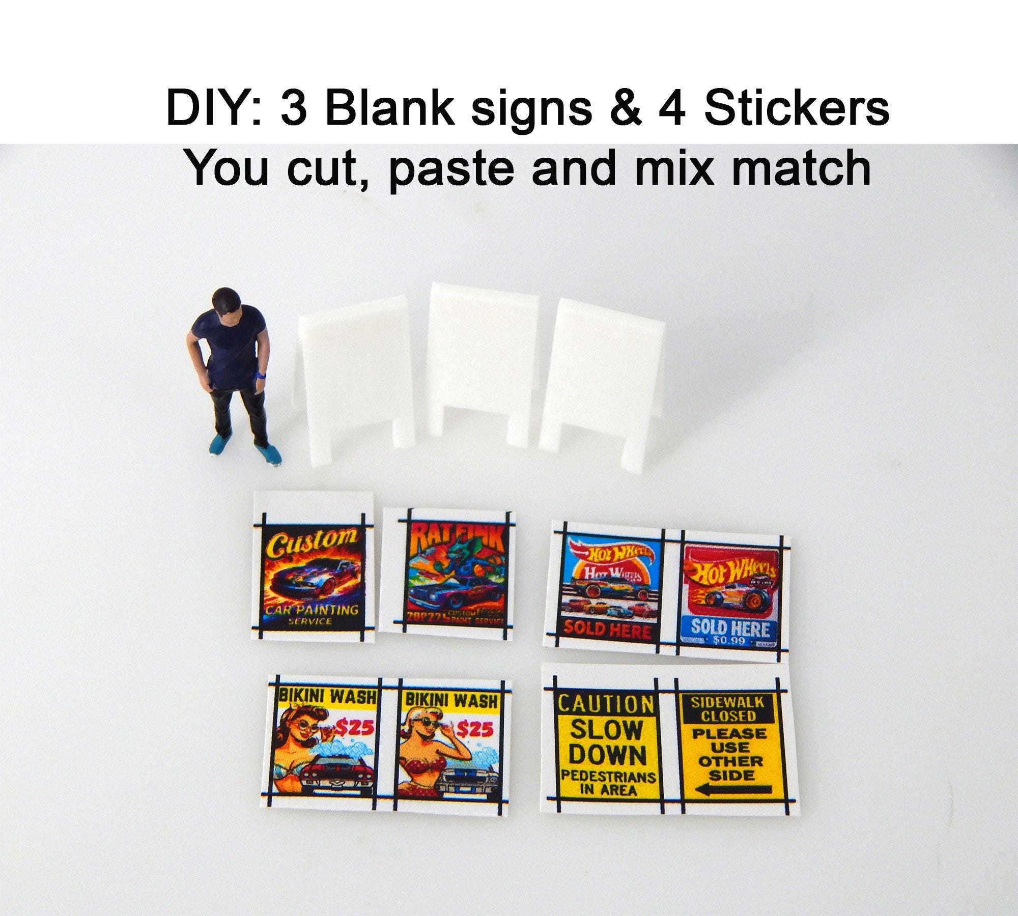 1/64 Diorama Display STREET SIGNS SIDEWALK Model City Scene Accessory S ...