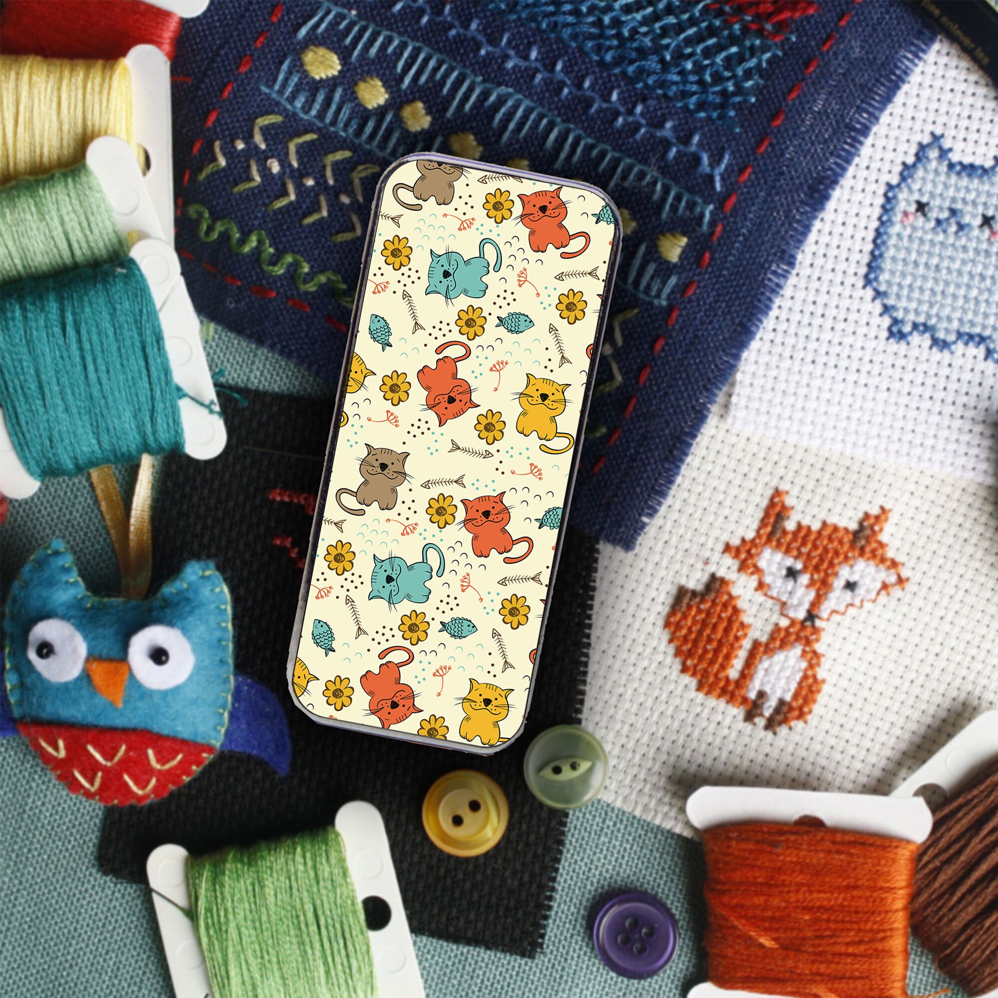 Magnetic Sewing Needle Case Needle Slider Case Cute Cats With | Etsy