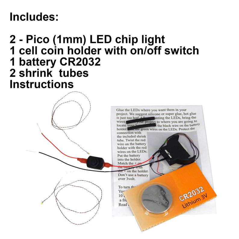 2 Pico LED Lighting Kit for 1/144, 1/48, 1/24 Scale Dollhouse ...