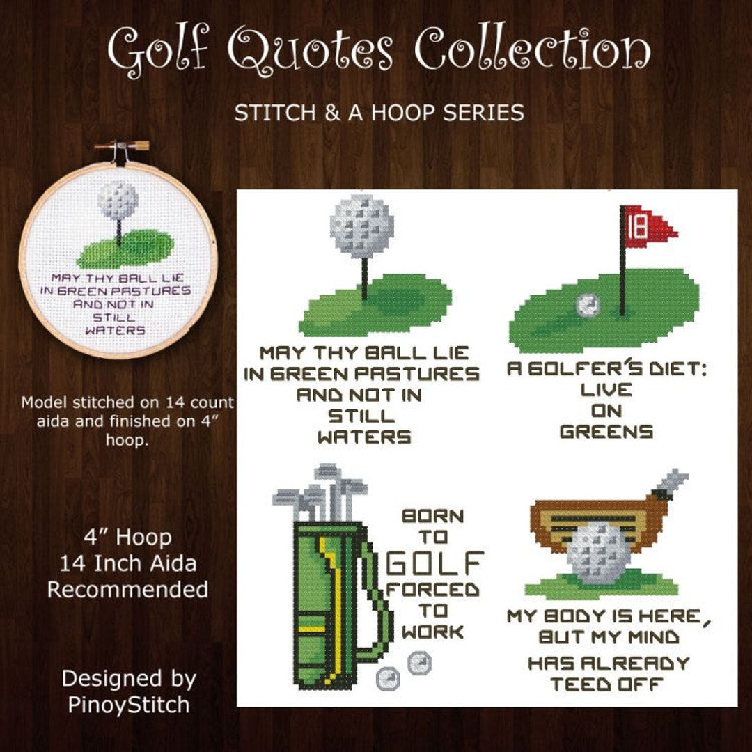 Stitch and a Hoop Golf Quotes Mini Pattern Collection Cross Stitch PDF ...