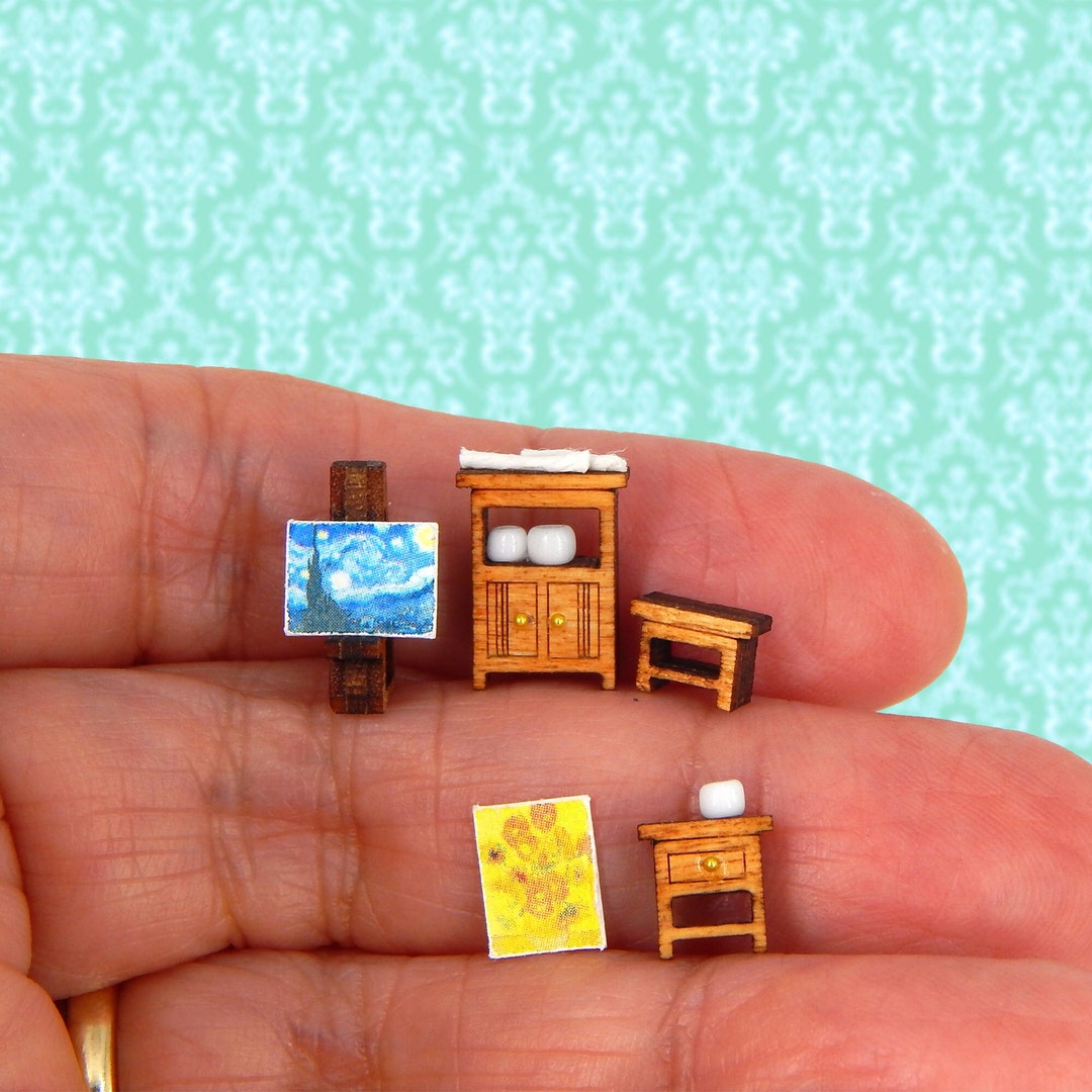 1/144 Scale Dollhouse Miniature Artist Studio Furniture Set Assembled ...