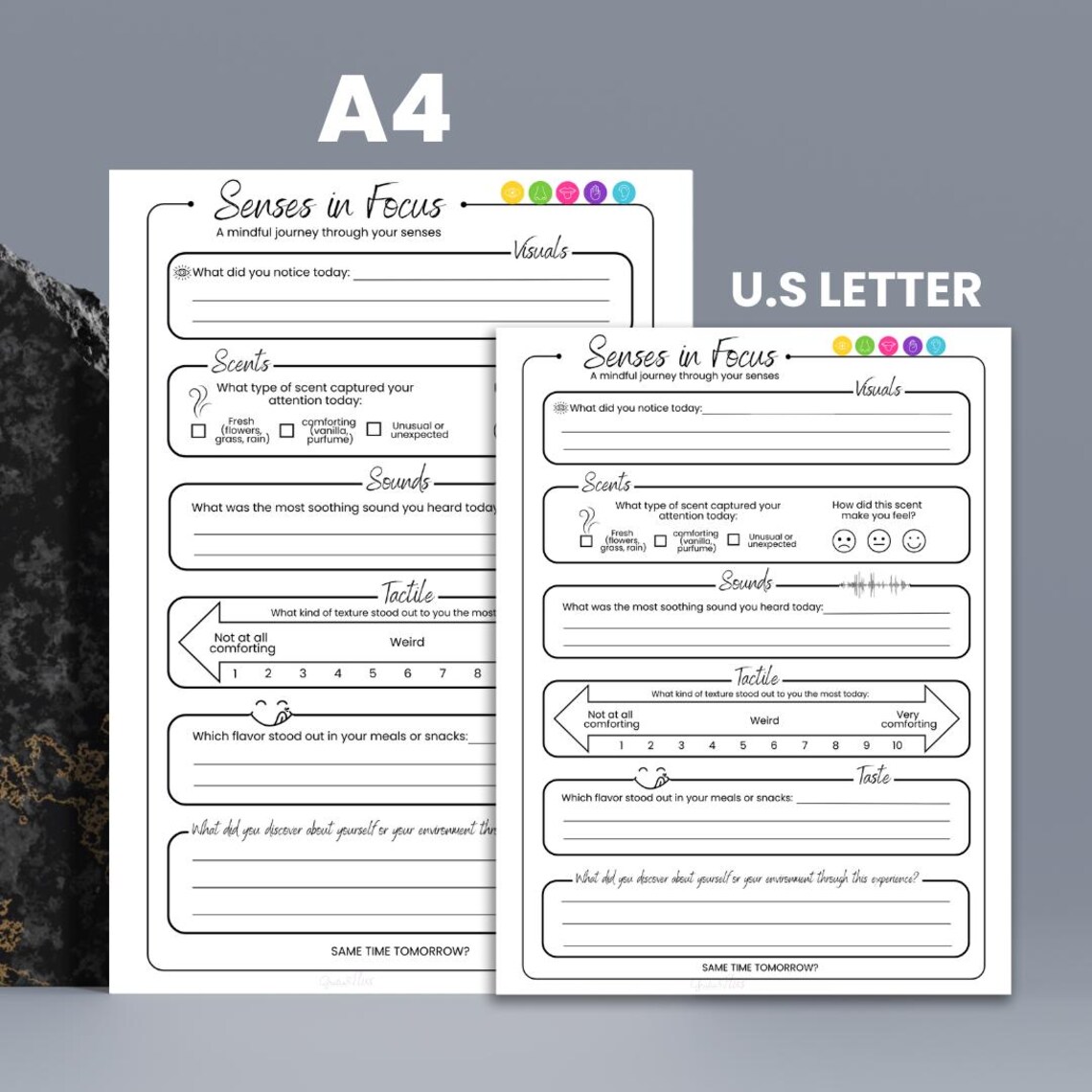 Senses in Focus: Printable PDF Mindfulness Reflection Template for ...