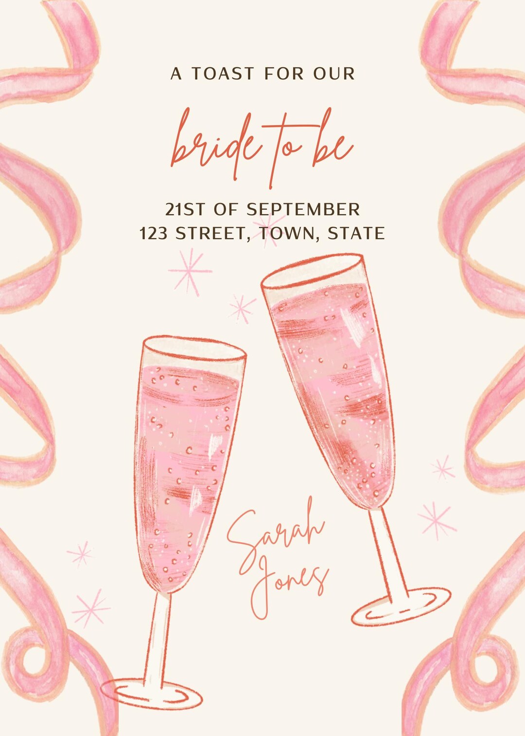 Bridal Shower Toast Invite A Toast to the Bride to Be - Etsy