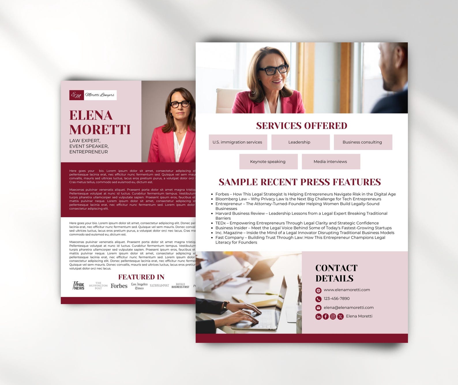 Professional Press Kit Template, Media Kit for Lawyers, Speakers ...