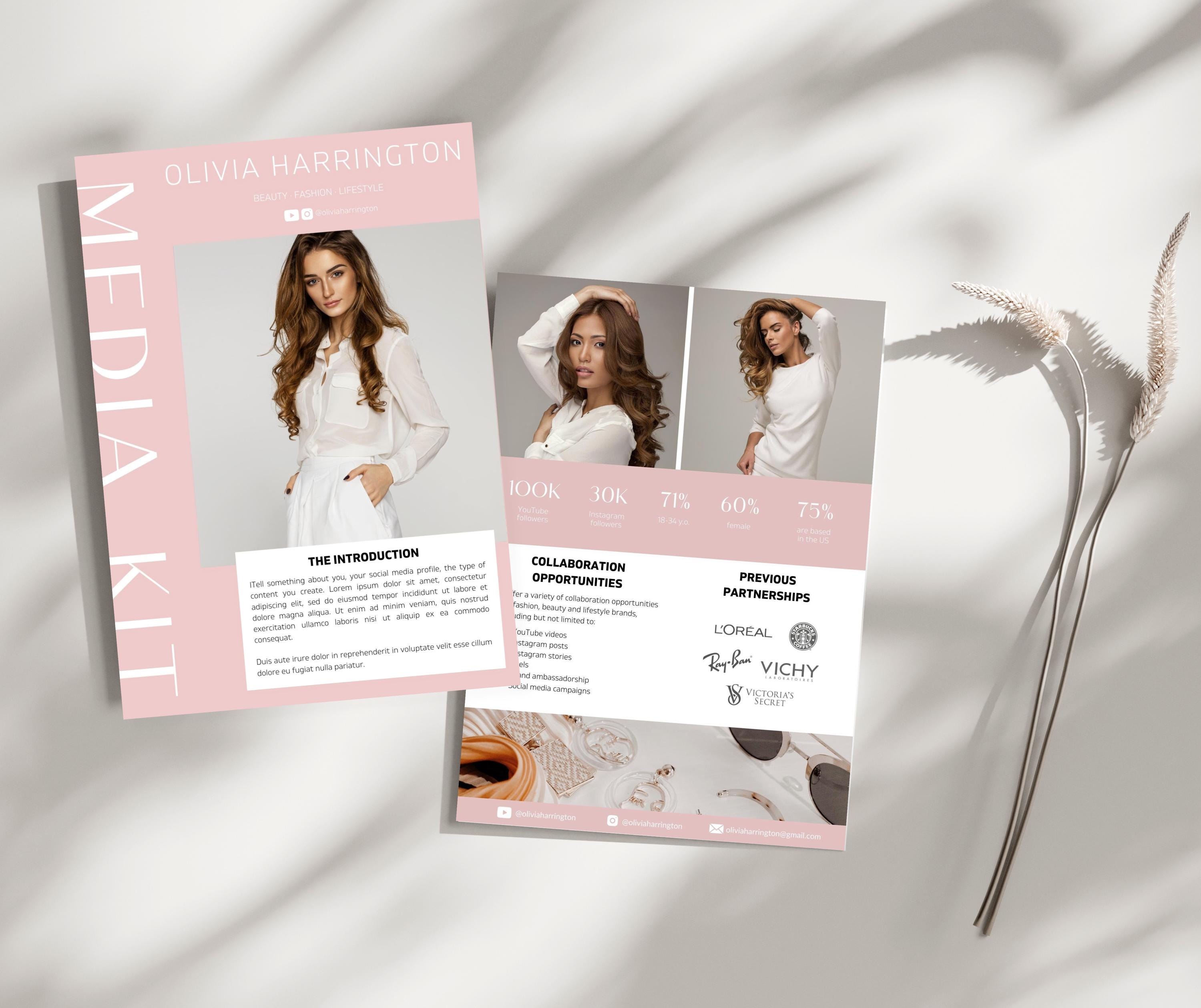 Youtuber Media Kit Template, Canva Media Kit Template for Youtube, 2 ...