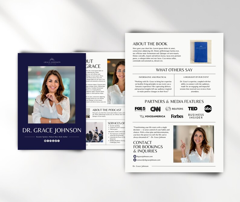 Speaker Media Kit Template, Speaker Sheet Canva Template, EPK for ...