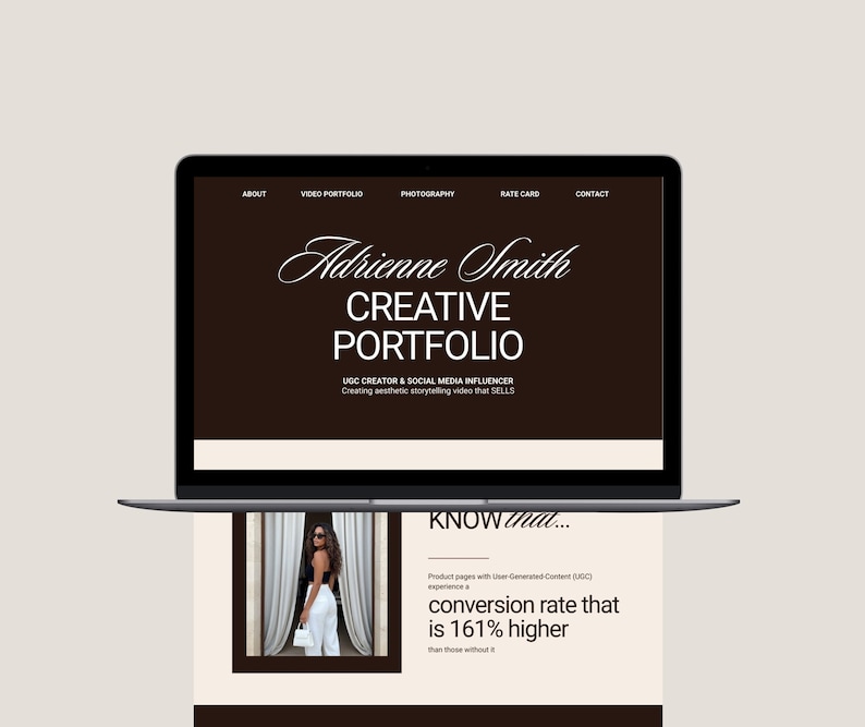 UGC Portfolio Canva Website Template, Elegant Brown Content Creator ...