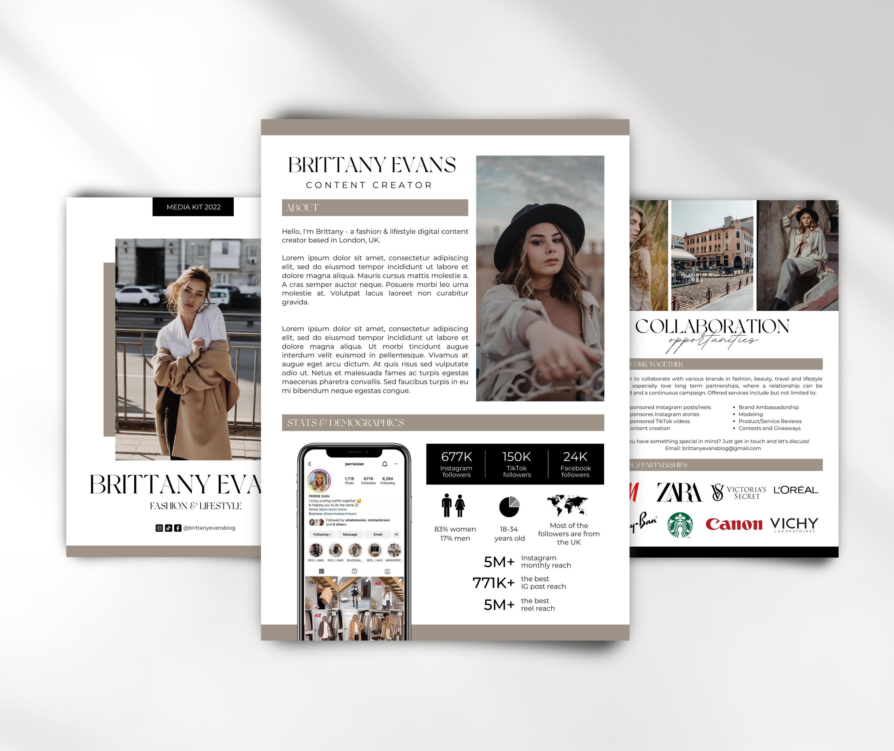 Modern Media Kit Template, Influencer Media Kit, Content Creator Media ...