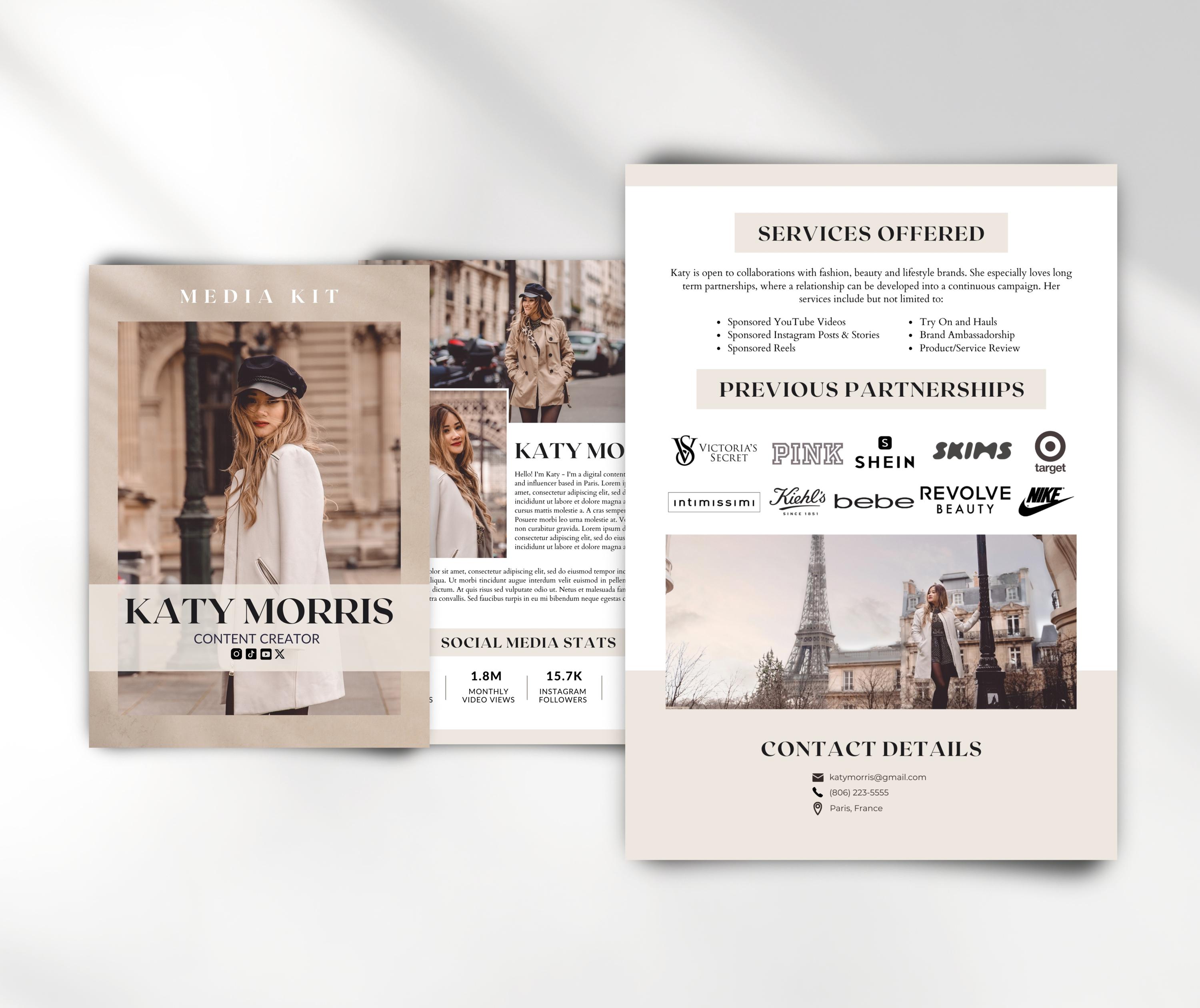 Media Kit Template for Content Creator, Youtuber, Influencer, 3 Paged ...