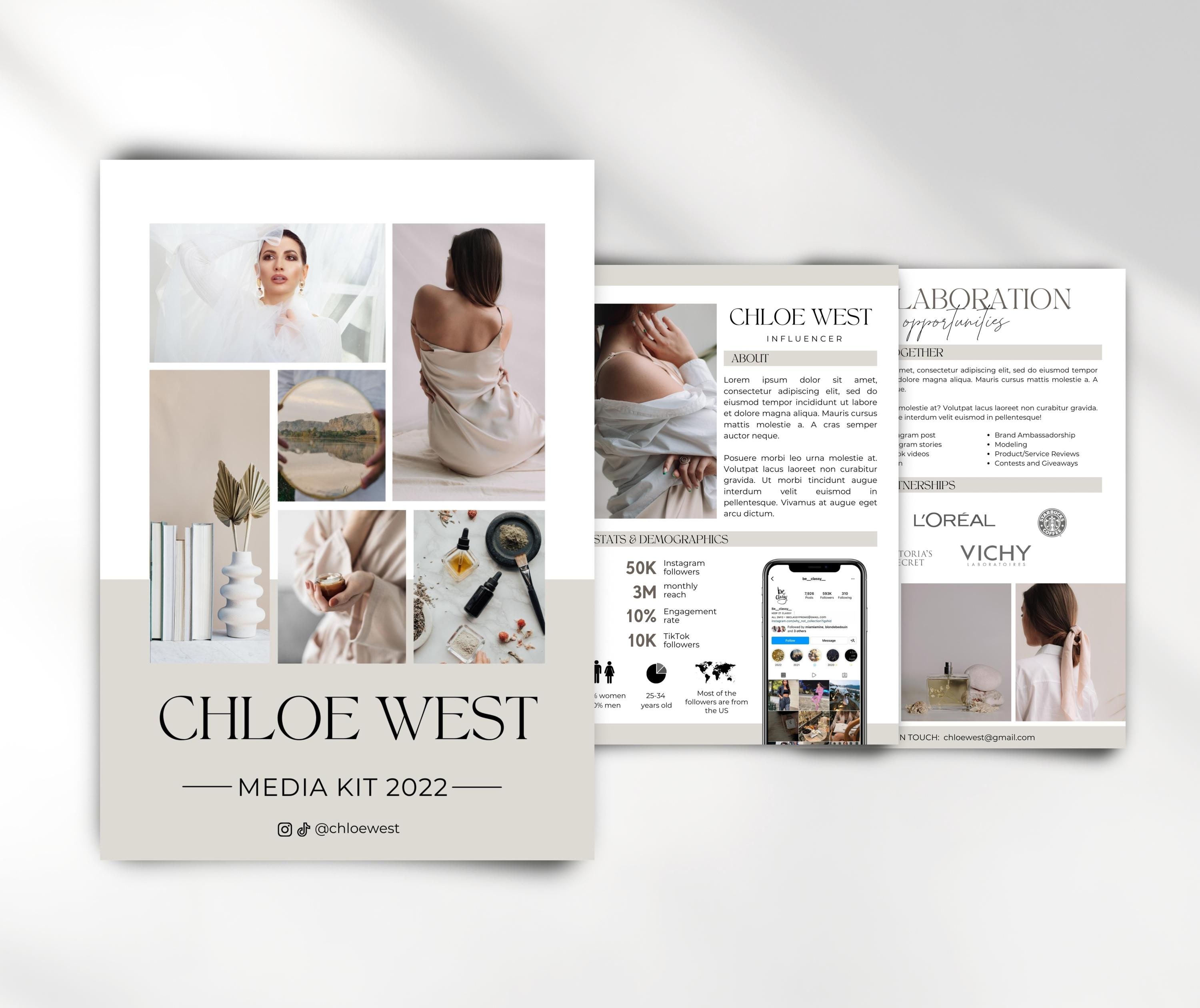 Influencer Media Kit Canva Template, Instagram and Tiktok Content ...