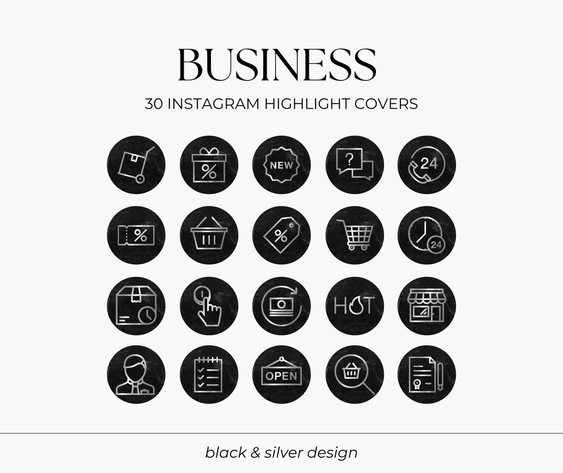 30 Business Highlight Covers for Instagram Story - Black and Silver ...