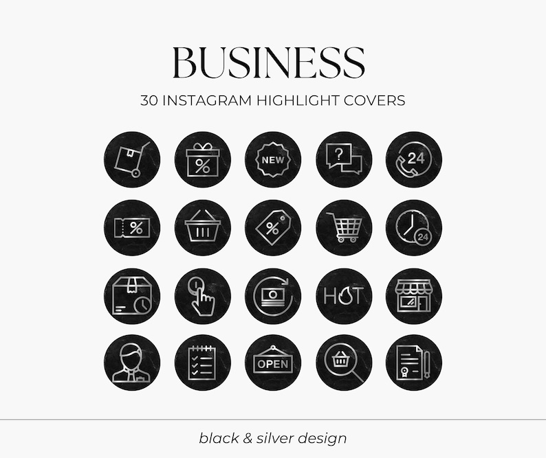 30 Business Highlight Covers for Instagram Story - Black and Silver ...