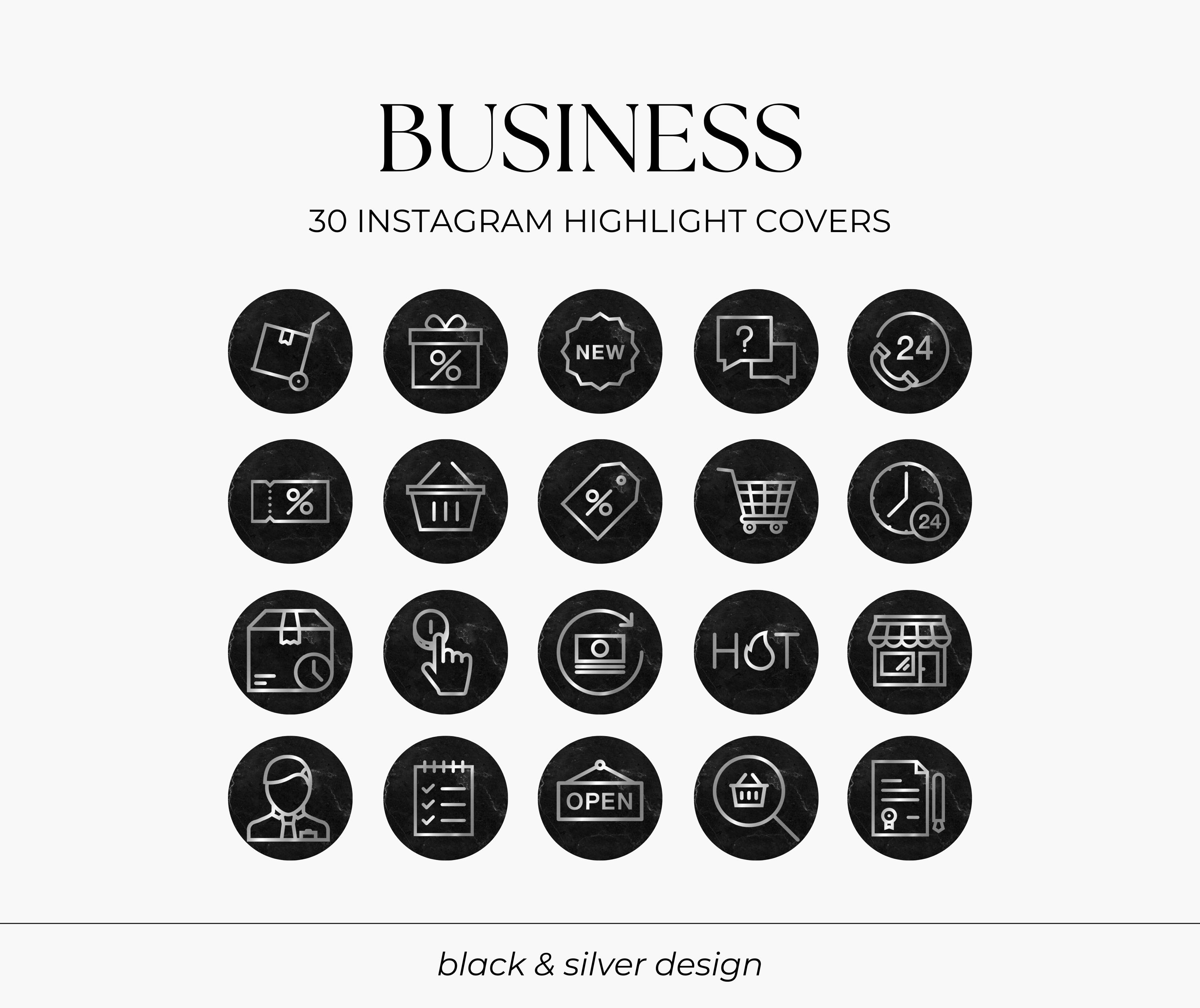 30 Business Highlight Covers for Instagram Story - Black and Silver ...