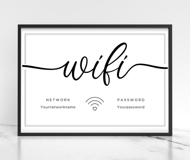 WIFI Sign Template, Wifi Password Sign Printable, Editable Wifi ...