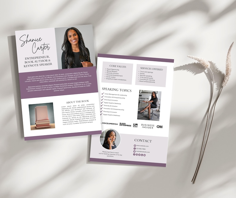 Speaker Media Kit Template, Speaker Sheet Template, Canva Media Kit for ...