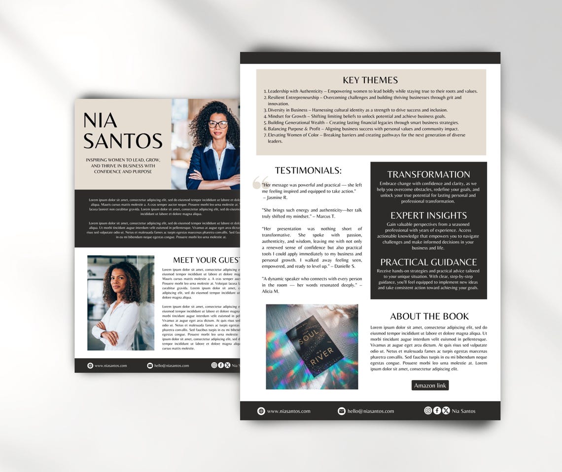 Editable Speaker Media Kit Template for Keynote Speakers, Authors, Coaches & Entrepreneurs ...