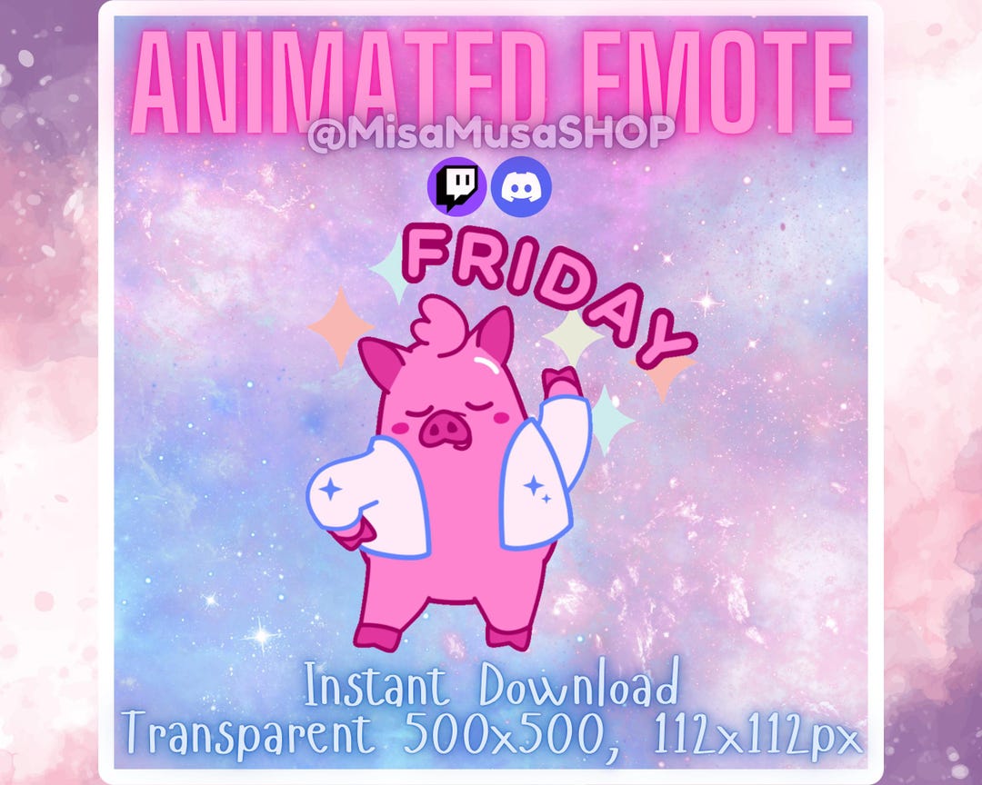 Animated Friday Pig Emote, Funny Dancing Celebration, GIF for Twitch ...