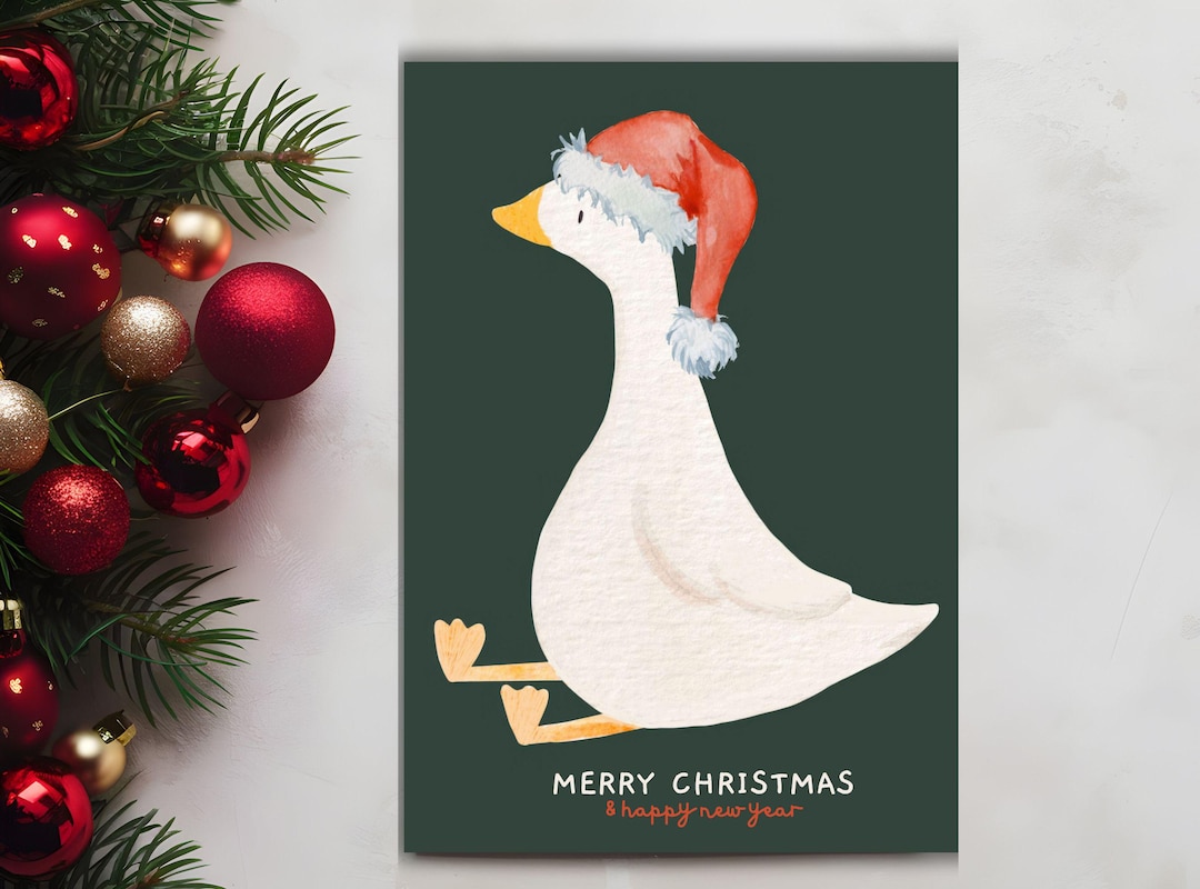 Funny Silly Goose Christmas Card - Cute Holiday Greeting Card With ...