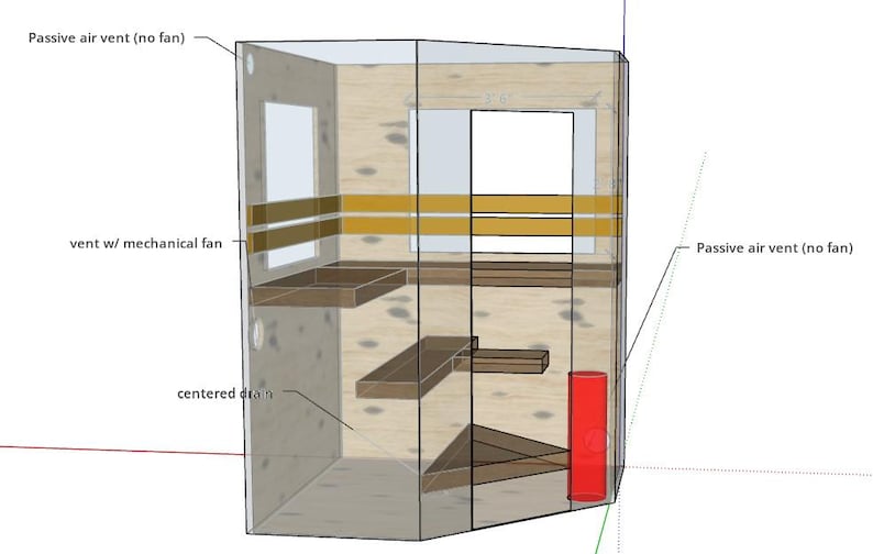 2-3 Person Indoor Bathroom Sauna Building Plans PDF - DIY Corner Sauna ...