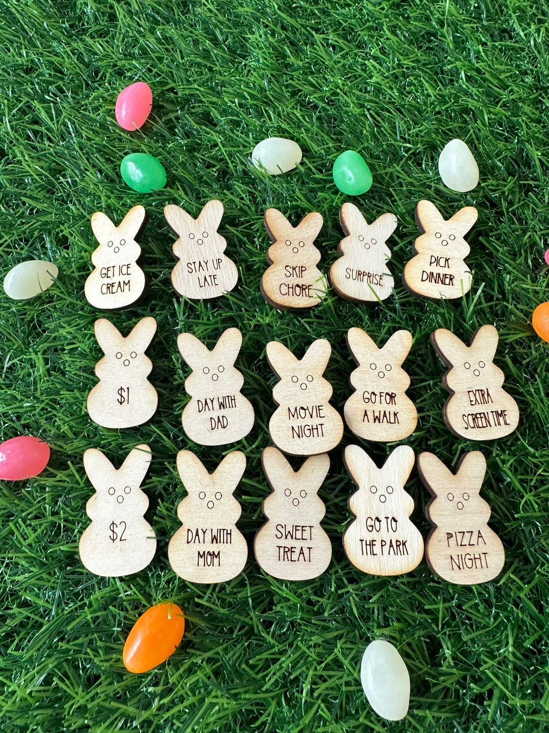 15 Easter Bunny Tokens Only for Non Candy Egg Hunts Gift for Kids ...