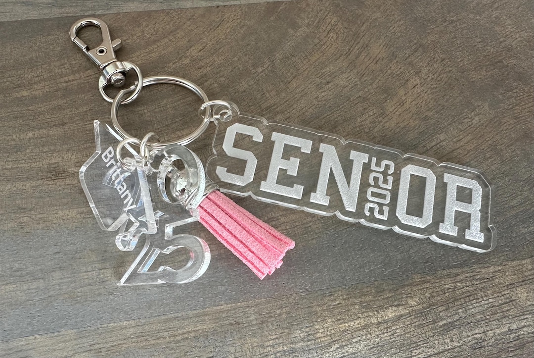 Personalized Name Clear Laser Engraved Keychain Gift for Senior 2024 ...