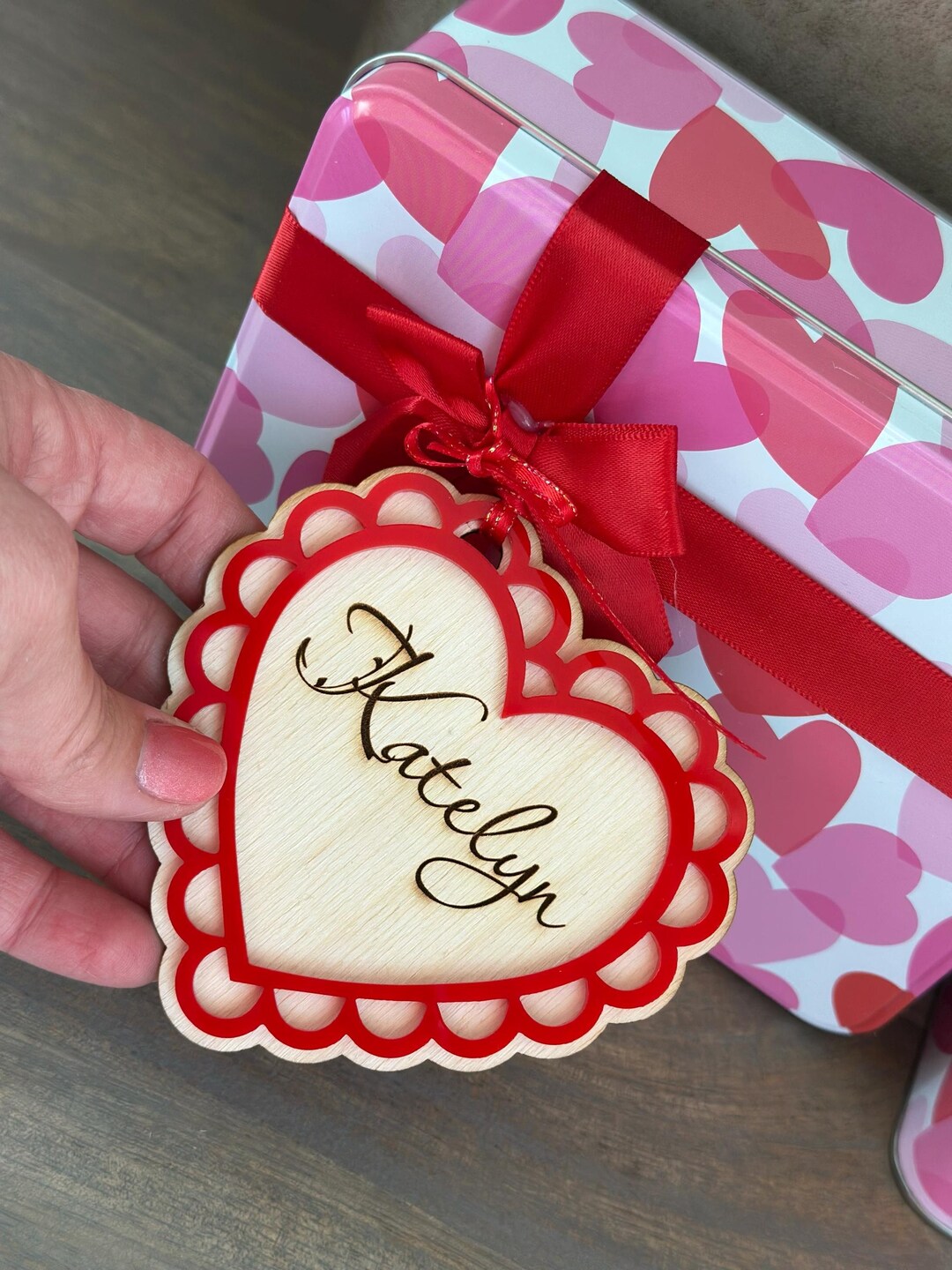 Personalized Wooden Heart Name Tag: Valentine's Day Keepsake - Etsy