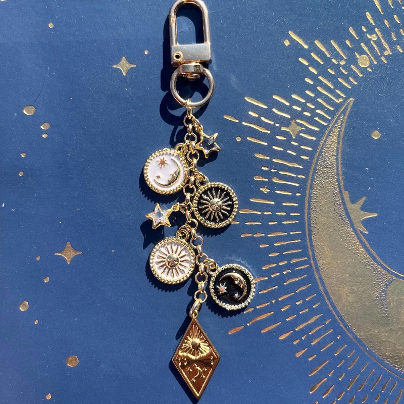 Sun Moon and Star Bag Charm - Etsy