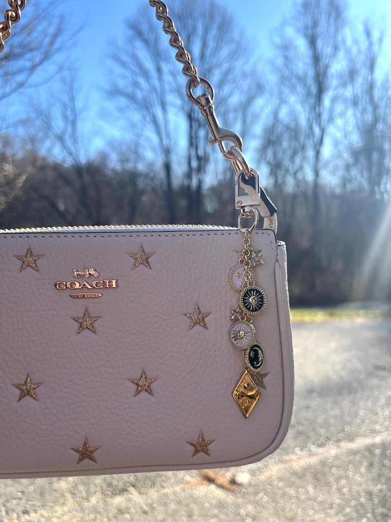 Gold Sun Moon and Stars Bag Charm / Purse Charm / Keychain Keyring ...