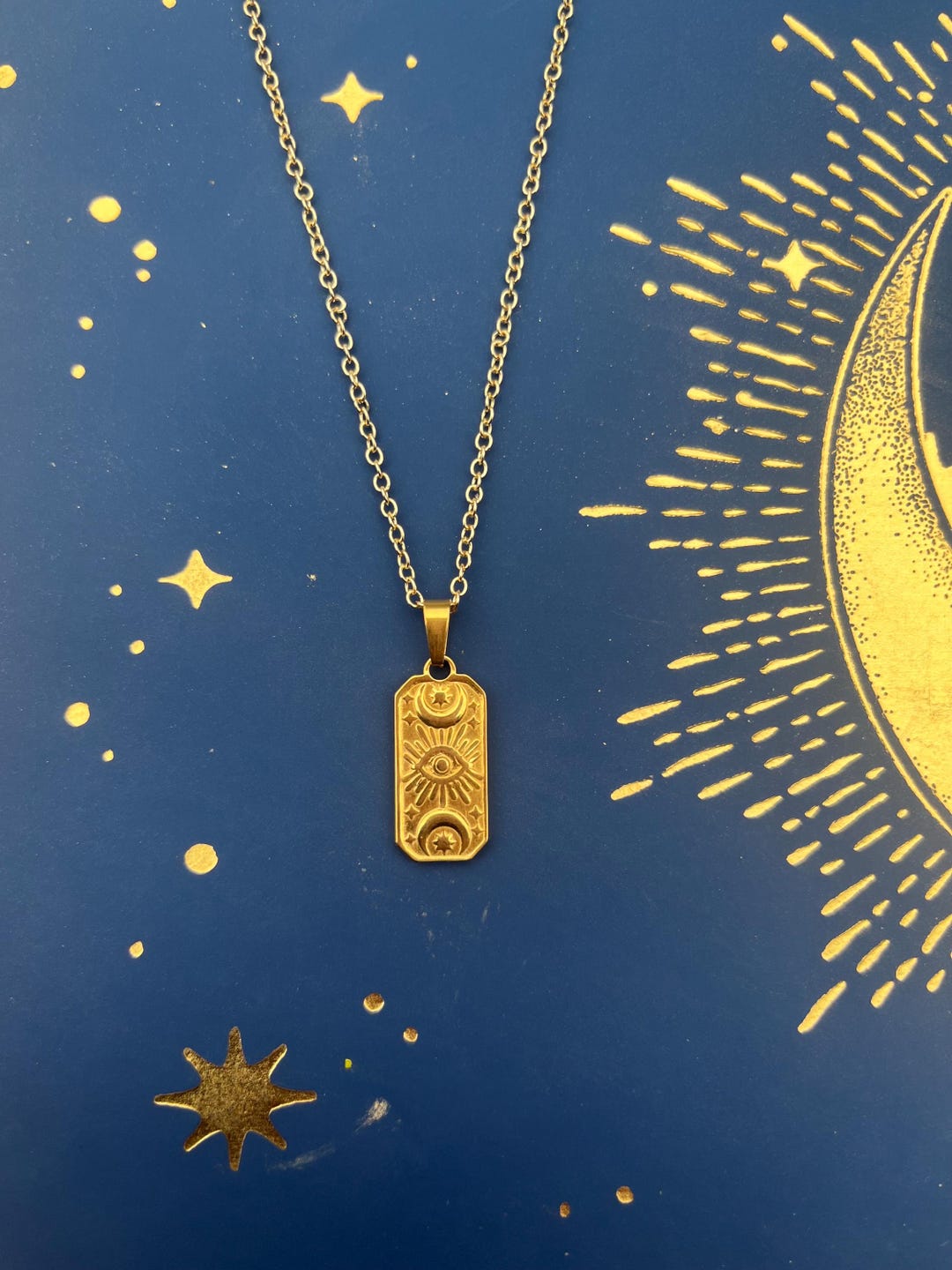 Evil Eye and Moons 14k Gold Filled Pendant Necklace - Etsy