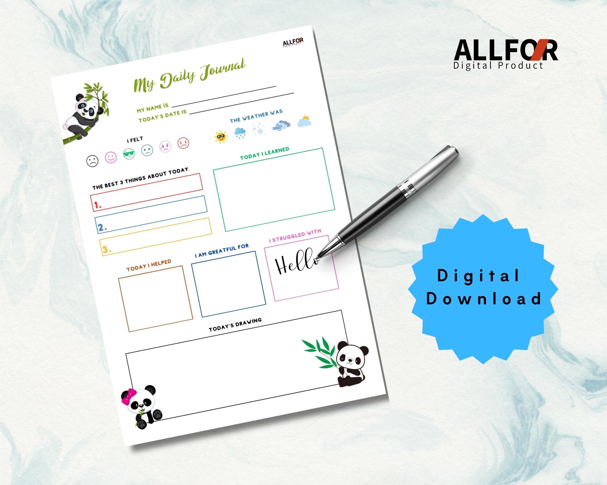 Kids Daily Jounal Printable | Journal for Kids | Dairy for Children ...
