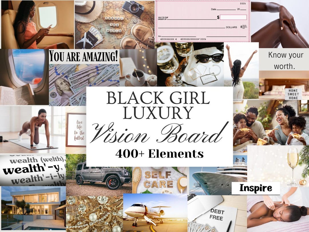 Black Girl Luxury Vision Board Goals Manifest Dream Life Wealth ...