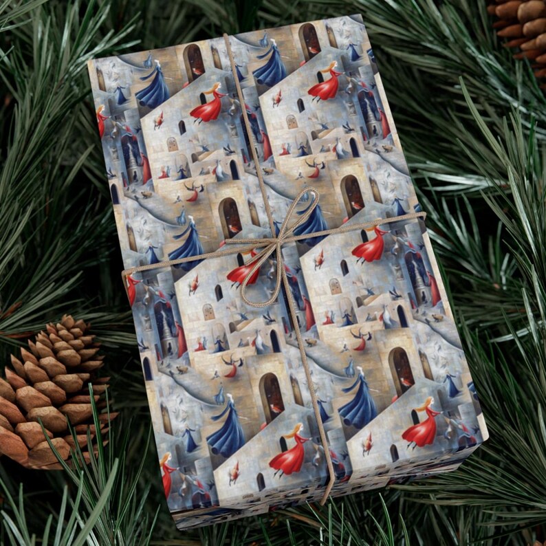 SURREAL HALLWAYS FANTASY Flying Woman Dream Christmas Wrap Goth ...